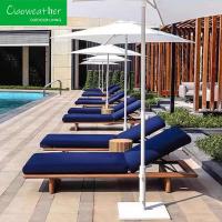 China Outdoor Sun Lounger Resort Leisure Hotel Garden Chair with Teak Wood Frame and Waterproof Cushion for sale