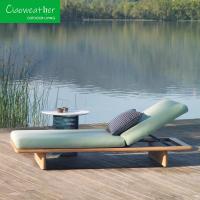 China Outdoor Sun Lounger Resort Leisure Hotel Garden Chair with Teak Wood Frame and Waterproof Cushion for sale