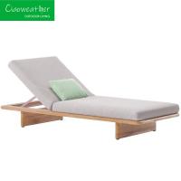China Outdoor Sun Lounger Resort Leisure Hotel Garden Chair with Teak Wood Frame and Waterproof Cushion for sale