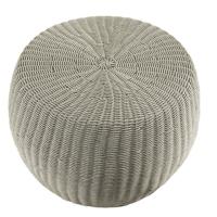 China Stylish Garden Set Addition Handwoven Round Rattan Ottoman with Aluminum Frame for sale