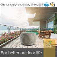 China Stylish Garden Set Addition Handwoven Round Rattan Ottoman with Aluminum Frame for sale