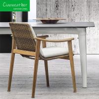 China Modern Design Teak Wood Armchairs for Hotel Rattan Garden Furniture in Customized Color for sale