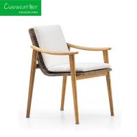 China Modern Design Teak Wood Armchairs for Hotel Rattan Garden Furniture in Customized Color for sale