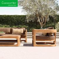 China Water-resistant Fabric Cushion Excellent Natual Teak Outdoor Sofa Set Teak Outdoor Furniture Waterproof Sun Patio Set for sale