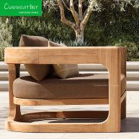 China Water-resistant Fabric Cushion Excellent Natual Teak Outdoor Sofa Set Teak Outdoor Furniture Waterproof Sun Patio Set for sale