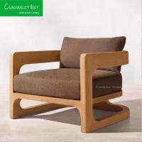 China Water-resistant Fabric Cushion Excellent Natual Teak Outdoor Sofa Set Teak Outdoor Furniture Waterproof Sun Patio Set for sale