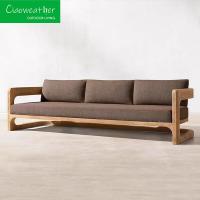 China Water-resistant Fabric Cushion Excellent Natual Teak Outdoor Sofa Set Teak Outdoor Furniture Waterproof Sun Patio Set for sale