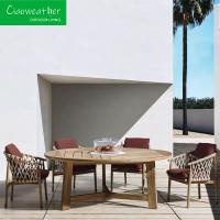 China Outdoor Garden Furniture Dining Set with Solid Wood Teak Courtyard Armchair and Side Chair for sale