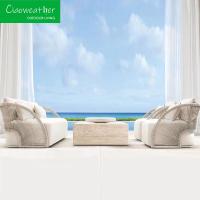 China Teak Outdoor Sofa Set with Water-Resistant Fabric Cushion and Customized Color for sale