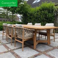 China Outdoor Garden Furniture Dining Set with Solid Wood Teak Courtyard Armchair and Side Chair for sale