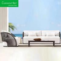 China Teak Outdoor Sofa Set with Water-Resistant Fabric Cushion and Customized Color for sale