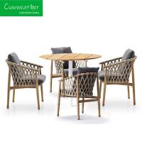 China Outdoor Garden Furniture Dining Set with Solid Wood Teak Courtyard Armchair and Side Chair for sale