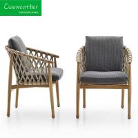 China Outdoor Garden Furniture Dining Set with Solid Wood Teak Courtyard Armchair and Side Chair for sale