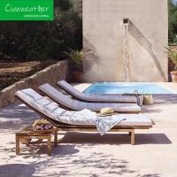 China Modern Design Outdoor Furniture Garden Swimming Hotel Bed with Luxury Wood Folding Chaise Lounge Chair and Waterproof Cushion for sale