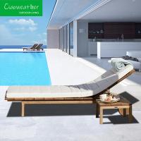 China Modern Design Outdoor Furniture Garden Swimming Hotel Bed with Luxury Wood Folding Chaise Lounge Chair and Waterproof Cushion for sale