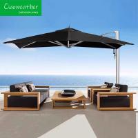 China Hotel Outdoor Furniture Sustainable Teak Wood Sofa with Water-Resistant Cushions for sale