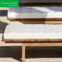 China Modern Design Outdoor Furniture Garden Swimming Hotel Bed with Luxury Wood Folding Chaise Lounge Chair and Waterproof Cushion for sale