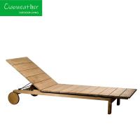 China Modern Design Outdoor Furniture Garden Swimming Hotel Bed with Luxury Wood Folding Chaise Lounge Chair and Waterproof Cushion for sale