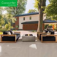 China Hotel Outdoor Furniture Sustainable Teak Wood Sofa with Water-Resistant Cushions for sale