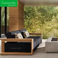 China Hotel Outdoor Furniture Sustainable Teak Wood Sofa with Water-Resistant Cushions for sale