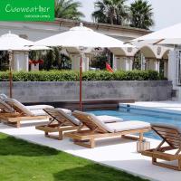 China Modern Outdoor Furniture Luxury Custom Comfortable Waterproof Different Shape Teak Wood Sun Lounger for Ultimate Comfort for sale