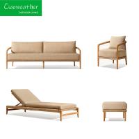 China Modern Design Outdoor Teak Wood Patio Furniture Set Luxury Leisure Garden Sofa Set Waterproof Sun Patio Set for sale