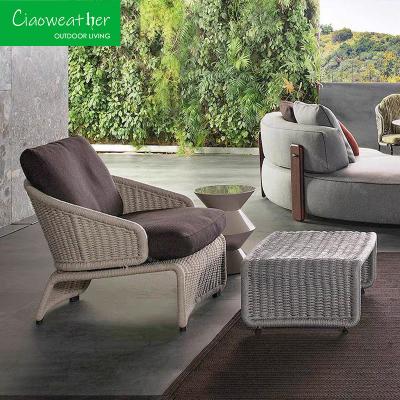 China Outdoor Garden Set Aluminum Frame and Rope Braid Furniture in Customized Color for Hotel Sofa for sale