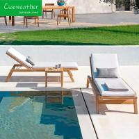 China Outdoor Furniture Teakwood Frame Material Garden Solid Modern Sun Beds Beach Chaise Leisure Lounger for sale