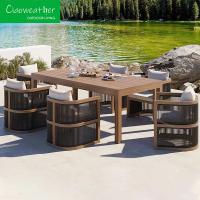 China Modern Outdoor Teak Wood Furniture Dining Table and Chair Set with Waterproof Upholstery for sale