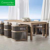China Modern Outdoor Teak Wood Furniture Dining Table and Chair Set with Waterproof Upholstery for sale
