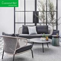 China Comfortable Outdoor Rattan Furniture Waterproof Upholstery Cushion Garden Sofa Set with Customized Color for sale