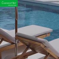 China Outdoor Garden Resort Furniture Stylish Wood Sun Lounger with Waterproof Cushion for sale