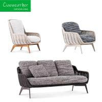 China Modern Outdoor Furniture Luxury Lounge Sofa Woven Rope Furniture With Cushion For Outdoor And Comfort for sale