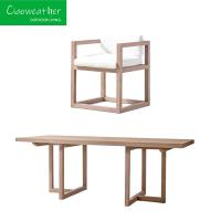 China Waterproof Garden Hotel Teak Solid Wood Dining Table Set for Villa Courtyard Outdoor Tables and Chairs Leisure Furniture for sale
