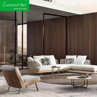 China Customized Color Single Three-Piece Teak Sofa for Outdoor Balcony Leisure Garden for sale