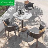 China Modern Hotel Patio Teak Rattan Chair Contemporary Design with Waterproof Outdoor Cushion for sale