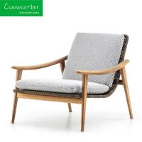 China Waterproof Cushions Teak Outdoor Dining Chairs and Table for Modern Leisure Garden Furniture in Hotel for sale