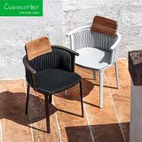 China Modern Hotel Patio Teak Rattan Chair Contemporary Design with Waterproof Outdoor Cushion for sale