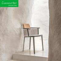 China Modern Hotel Patio Teak Rattan Chair Contemporary Design with Waterproof Outdoor Cushion for sale