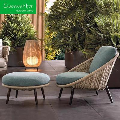 China Outdoor Leisure Wicker Rope Teak Wood Garden Sofa Modern Style with Waterproof Cushions and Outdoor for sale
