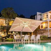 China Luxury Aluminum Market Commercial Patio Garden Solar Parasol Outdoor Umbrella for Outdoor Furniture within Modern Design for sale