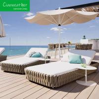 China Outdoor Furniture Luxury Rope Patio Sun Lounger Chaise Lounge with UV-Resistant Cushion and Lightweight Aluminum Frame for sale
