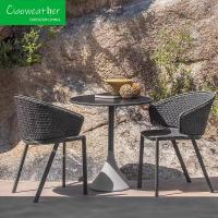China Outdoor Leisure Hotel Rattan Dining Set with Waterproof Upholstery Cushion and Aluminum Frame in Modern Simplicity Design for sale