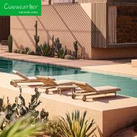 China Modern Waterproof Lounger Chair Made of Solid Teak Wood  for Courtyard Beach Garden Hotel Pool for sale