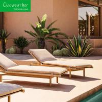China Modern Waterproof Lounger Chair Made of Solid Teak Wood  for Courtyard Beach Garden Hotel Pool for sale