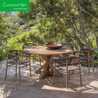 China Outdoor Patio Garden Teak Wood Texture Dining ArmChair with Waterproof Cushion and Foldable Design for sale