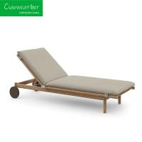China Modern Waterproof Lounger Chair Made of Solid Teak Wood  for Courtyard Beach Garden Hotel Pool for sale