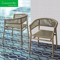 China Outdoor Patio Garden Teak Wood Texture Dining ArmChair with Waterproof Cushion and Foldable Design for sale