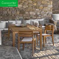 China Hotel Function Teakwood Frame Customizable Luxury Outdoor Courtyard Garden Sets Dining Table Set Furniture Armless Chair for sale