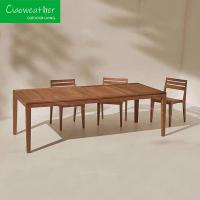 China Hotel Function Teakwood Frame Customizable Luxury Outdoor Courtyard Garden Sets Dining Table Set Furniture Armless Chair for sale